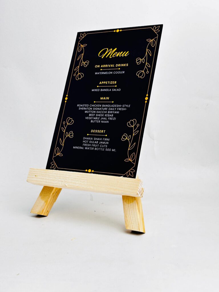 Restaurant Menu Card with Easel Stand - WrapUp BD