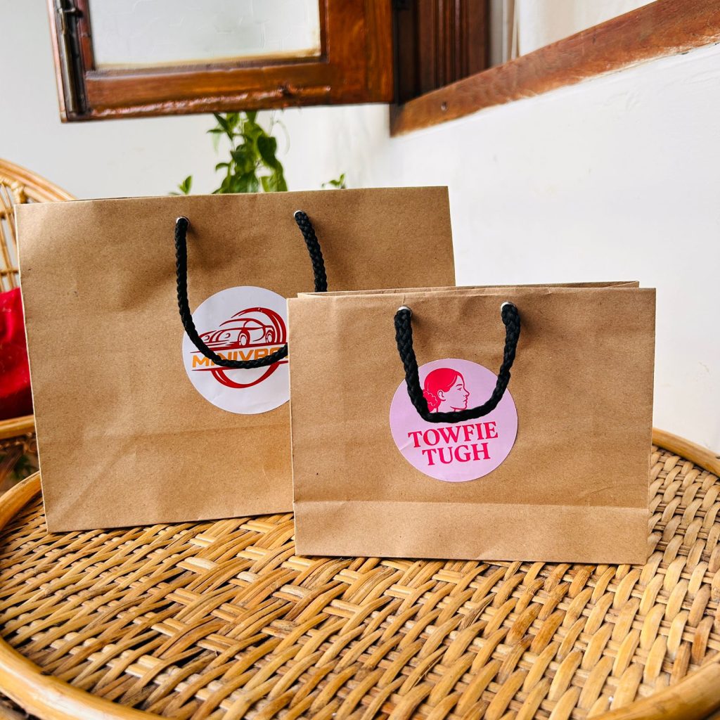 Eco-Friendly Brown Paper Bag & Sticker Combo - Multiple Sizes - WrapUp BD